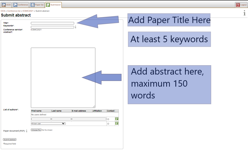 Abstract / Paper Submission ICSMC 2021 - JUIT